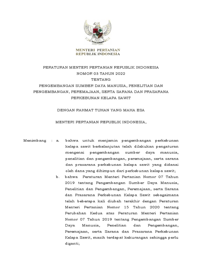 2022-Permentan Nomor 3 Tahun 2022 | PDF