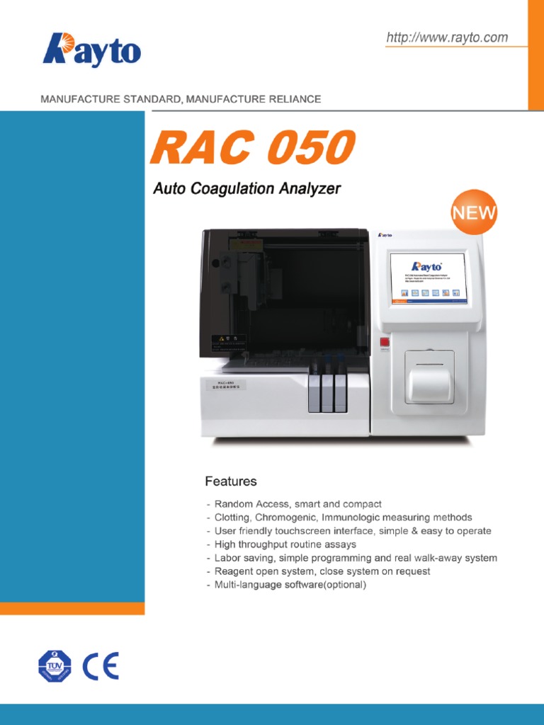Analizador de Coagulacion RAC-050 | PDF