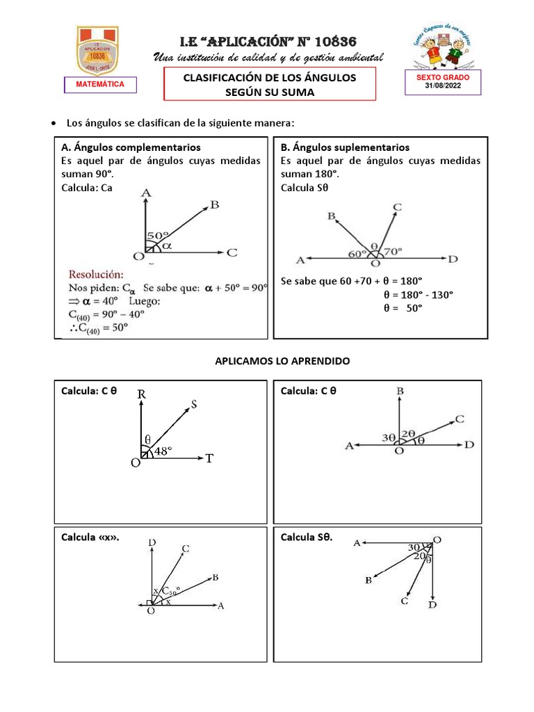 Clasificación de Los Ángulos Según Su Suma | PDF
