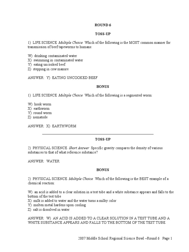 Science Bowl Practice | PDF | Earth | Water
