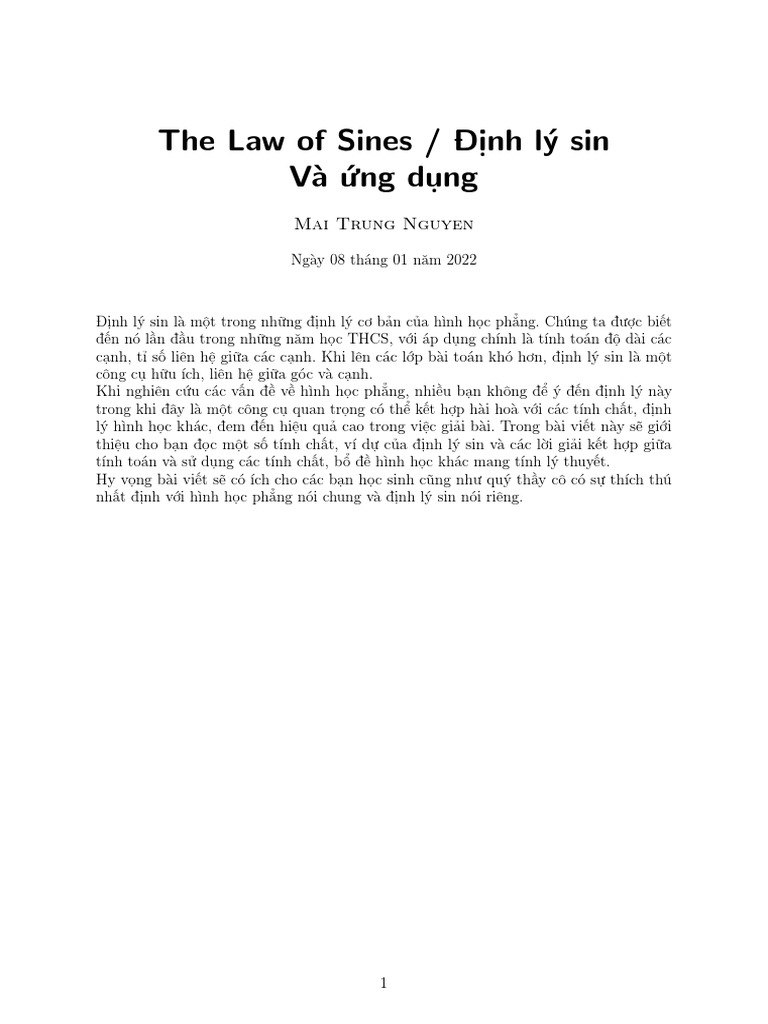 Định lí Sin | PDF