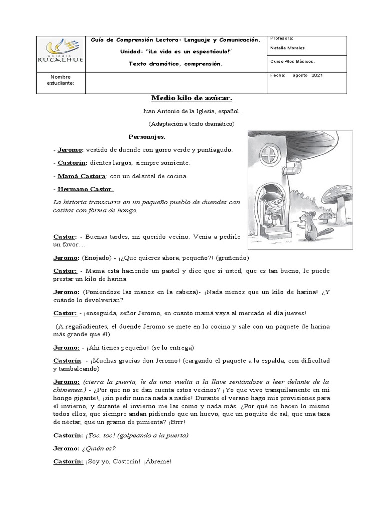 Guia Texto Dramatico Comprensión Medio Kilo Pdf