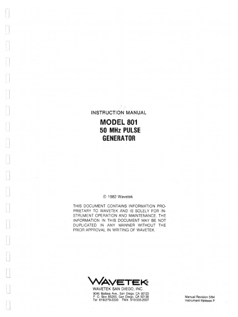 Wavetek 801 Instruction | PDF