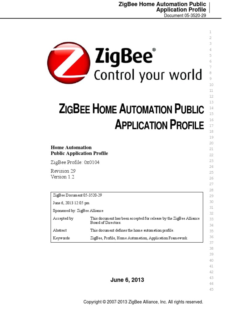 075367r03ZB AFG-Home Automation Profile For Public Download | PDF