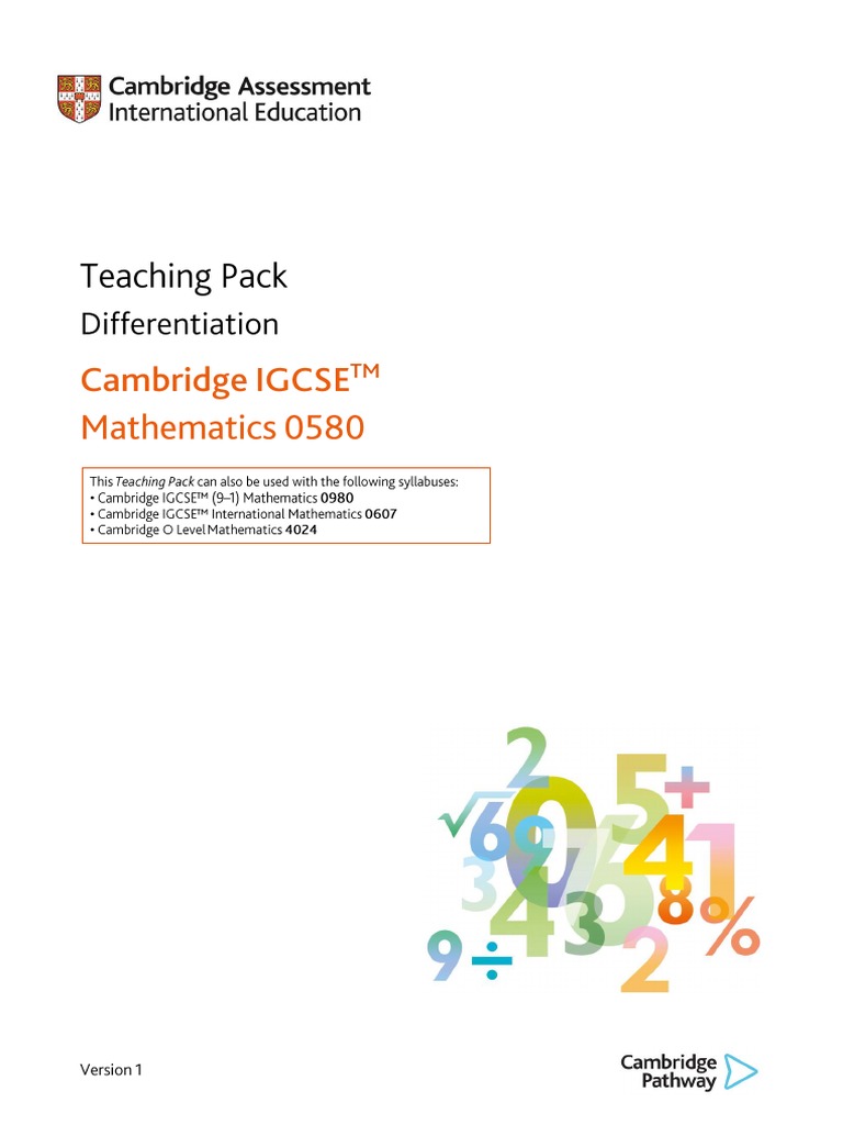0580 Differentiation Teaching Pack v1 | PDF | Tangent | Derivative