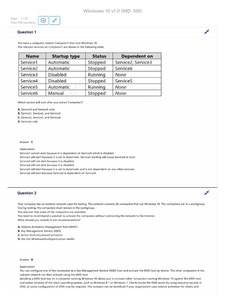 2022 Microsoft MD-100 Free Practice Exam & Test Training | PDF