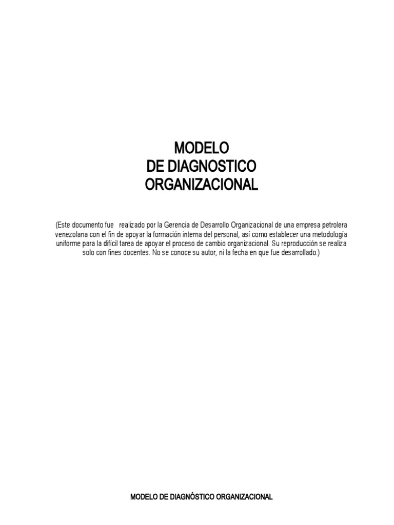 Modelo De Diagnostico Organizacional Pdf Planificación Gestión De