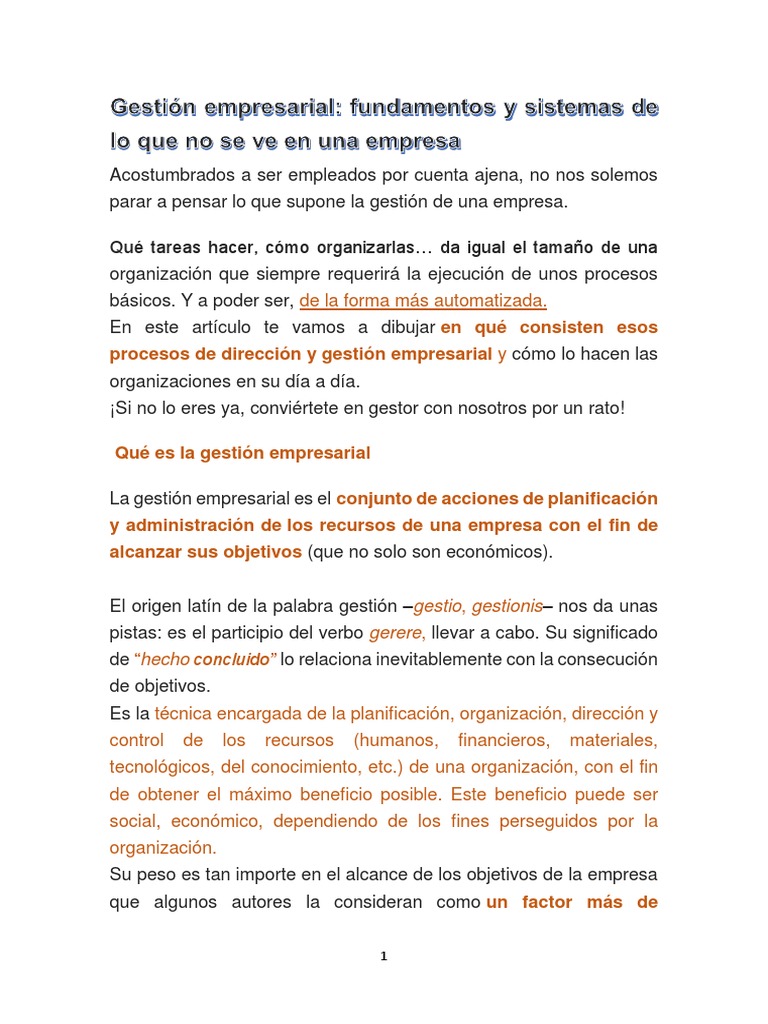 Lectura - Gestión Empresarial 2019 | PDF | Planificación de recursos ...