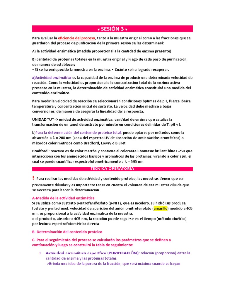 Sesion 3 | PDF | Enzima | Ensayo de enzimas