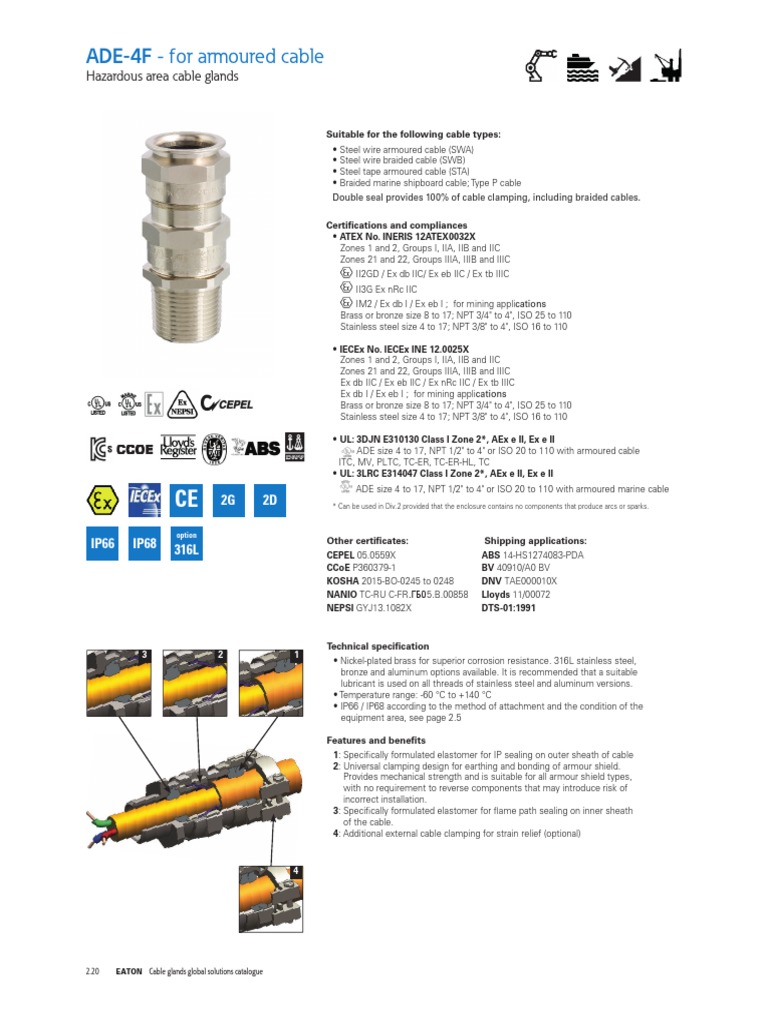 ADE-4F - para Cable Armado | PDF | Manufactured Goods | Metals
