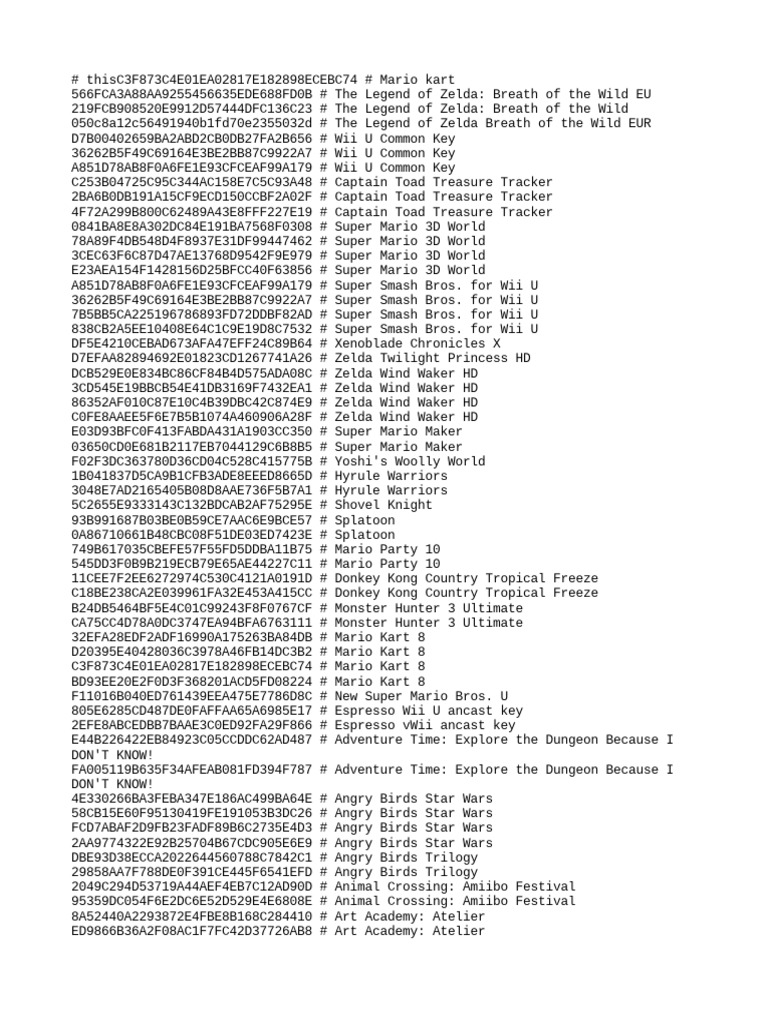 Keys | PDF | Video Games | Nintendo