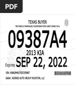 Texas Temporary License Plate Template | PDF | Motor Vehicle | Vehicles