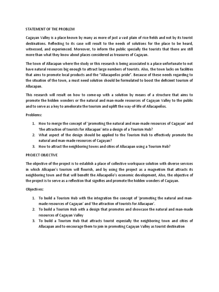 Statement of The Problem | PDF | Tourism