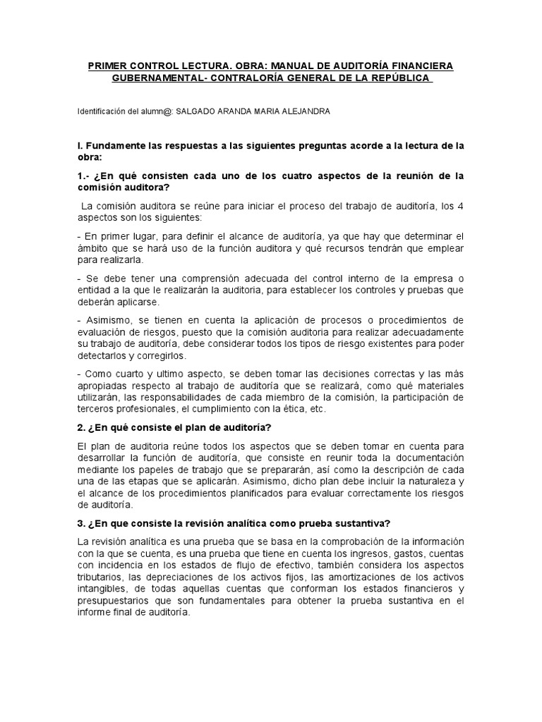 Segundo Control Lectura Turno A-Salgado Aranda Maria Alejandra | PDF | Auditoría