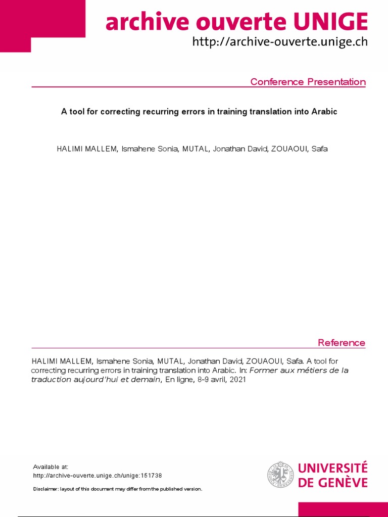 A Tool For Correcting Recurring Errors in Training Translation Into ... A Tool For Correcting Recurring Errors in Training Translation Into ...