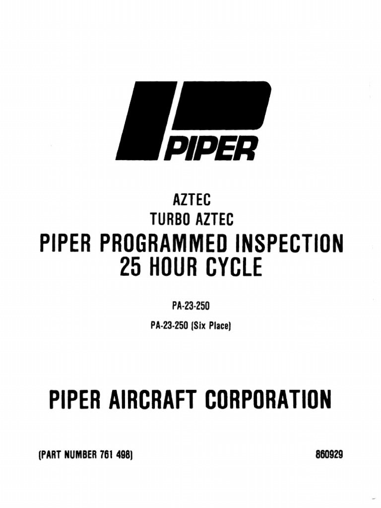 Piper Programmed Inspection 25 Hour Cycle | PDF | Federal Aviation ...