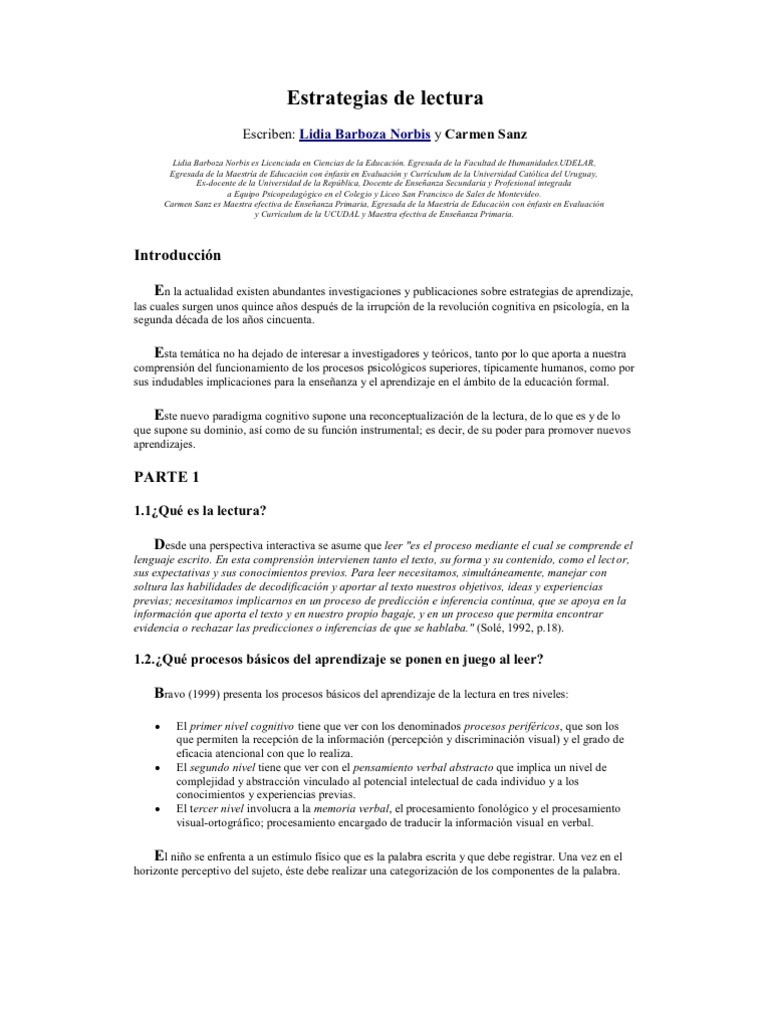 Estrategias de Lectura | PDF | Lectura (proceso) | Dislexia