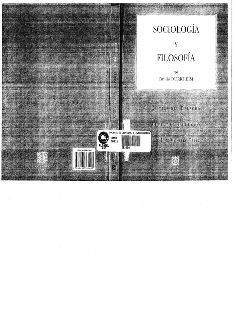 Sociologia y Filosofia Emile Durkheim PDF | PDF