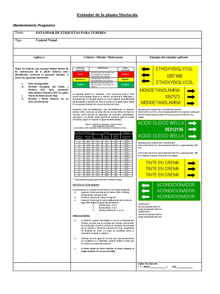 Estandar Planta Mariscala | PDF | Color | Tubería (transporte de fluidos)