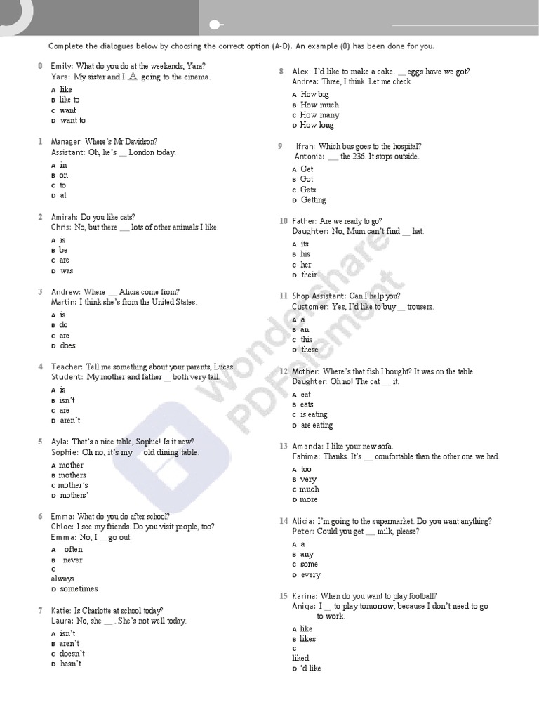 Language Hub Placement Test With Key | PDF