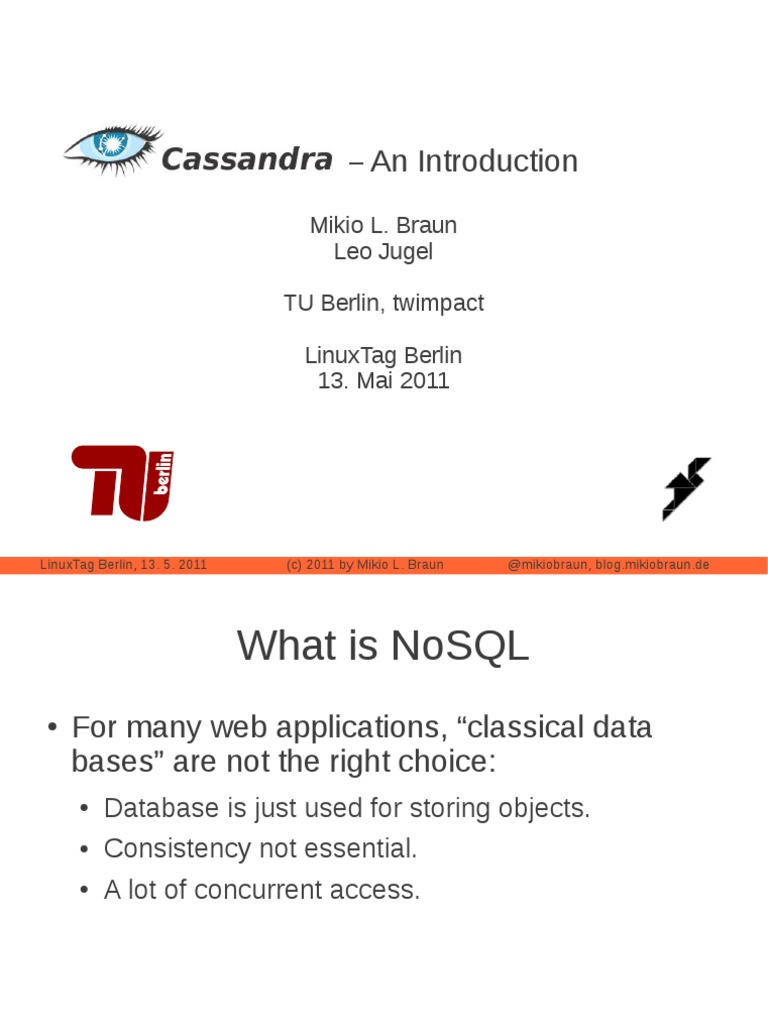 Cassandra - An Introduction | Download Free PDF | No Sql | Databases