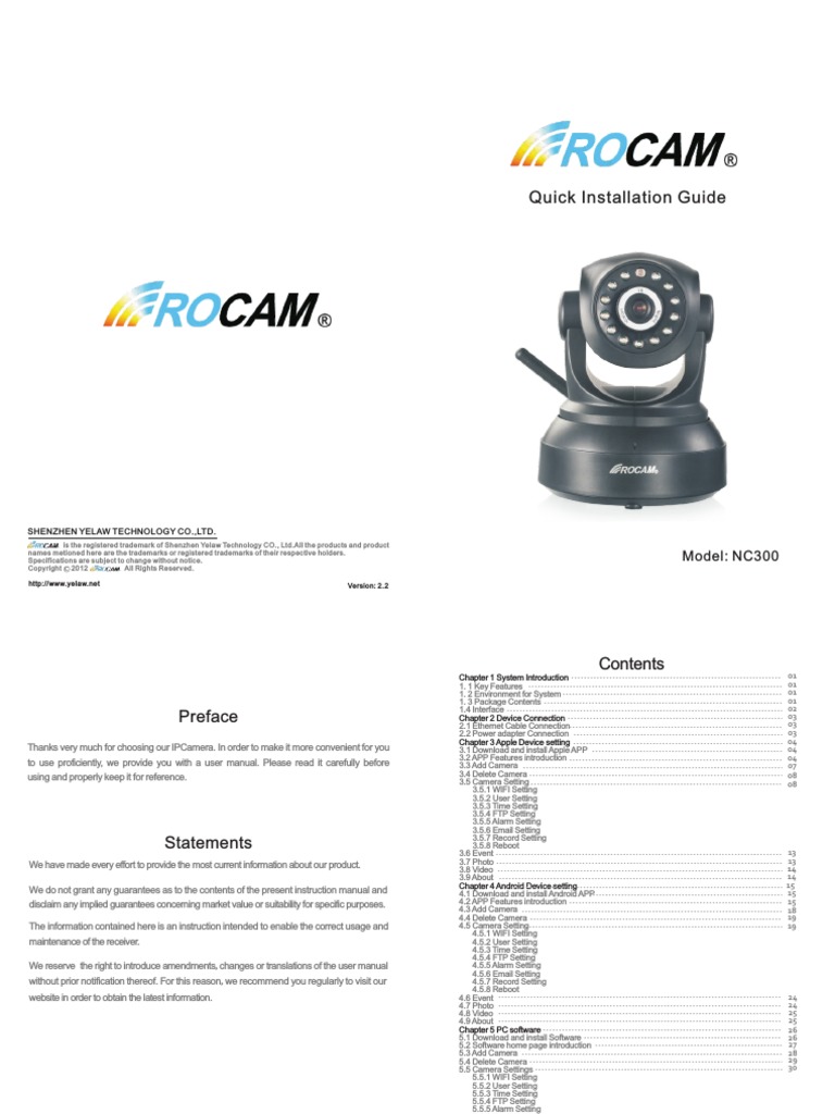 Rocam-NC300-Quick Installtion Guide-Version2.2-0527c | PDF | File ...