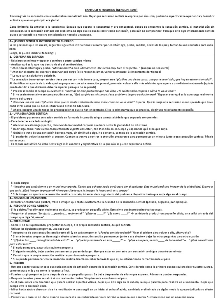 Capitulo 7 - Focusing - Gendlin.1999 | PDF