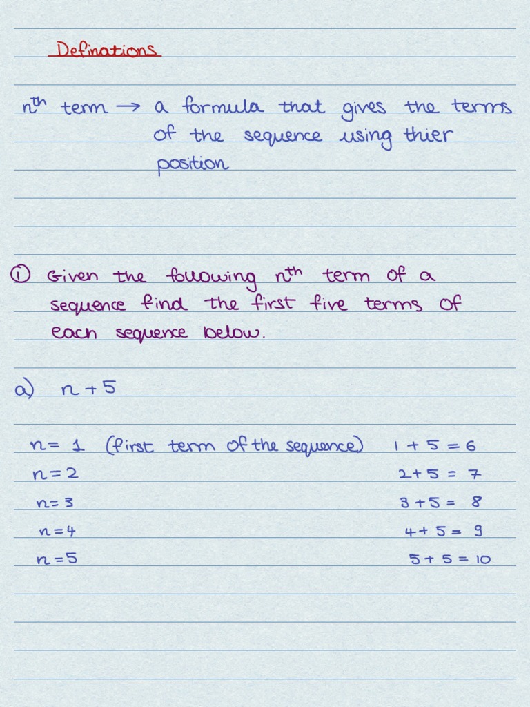 Generating A Sequence & Finding The NTH Term | PDF