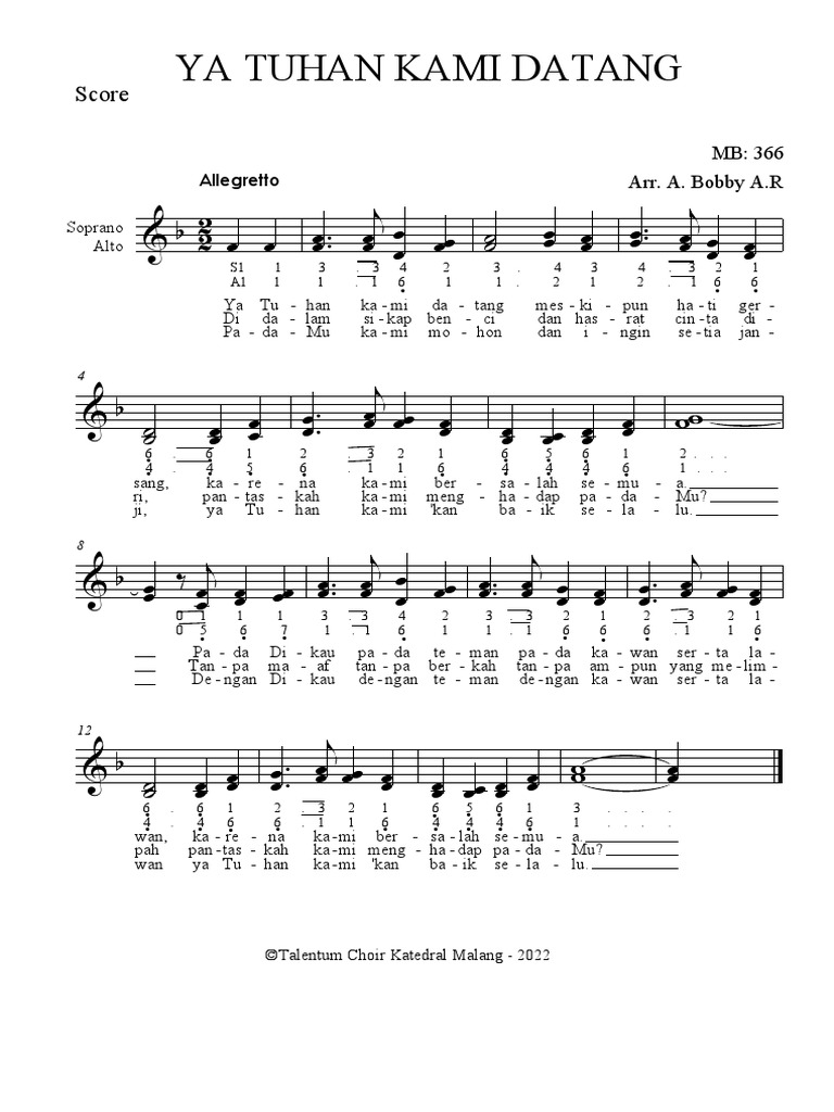 Mb. 366 Ya Tuhan Kami Datang | PDF