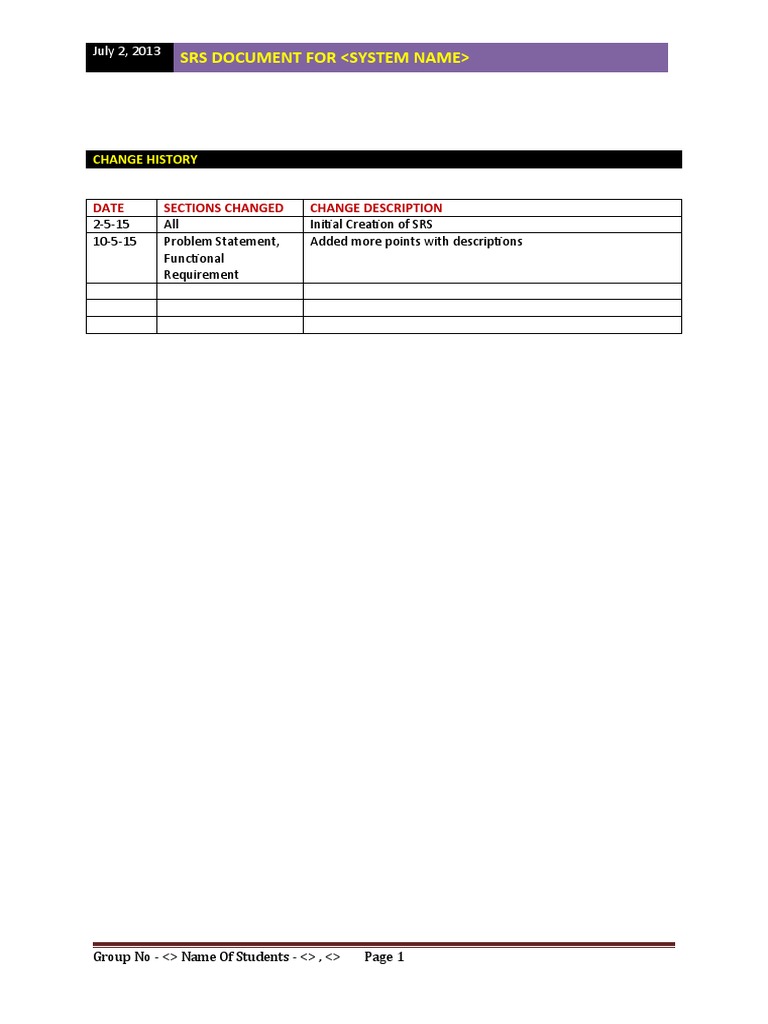 SRS Document Format Example | PDF | Computers