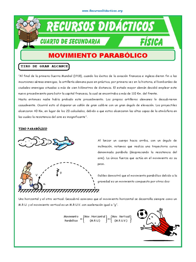 Ejercicios de Movimiento Parabólico de Caída Libre para Cuarto Grado de Primaria | PDF ...