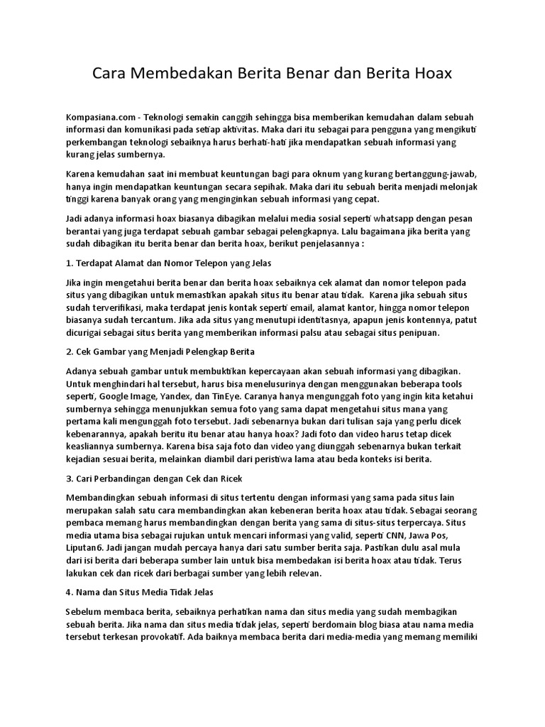 Materi Membedakan Berita Benar Dan Hoax | PDF | Ilmu Sosial