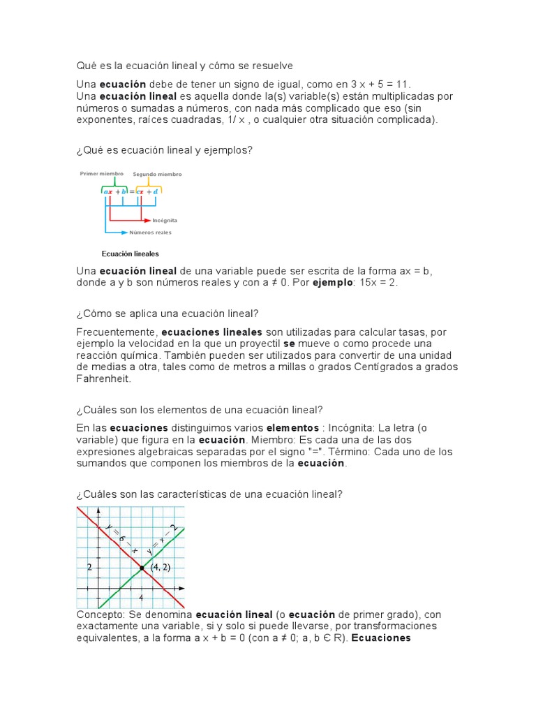 Qué Es La Ecuación Lineal y Cómo Se Resuelve | PDF | Ecuaciones ...