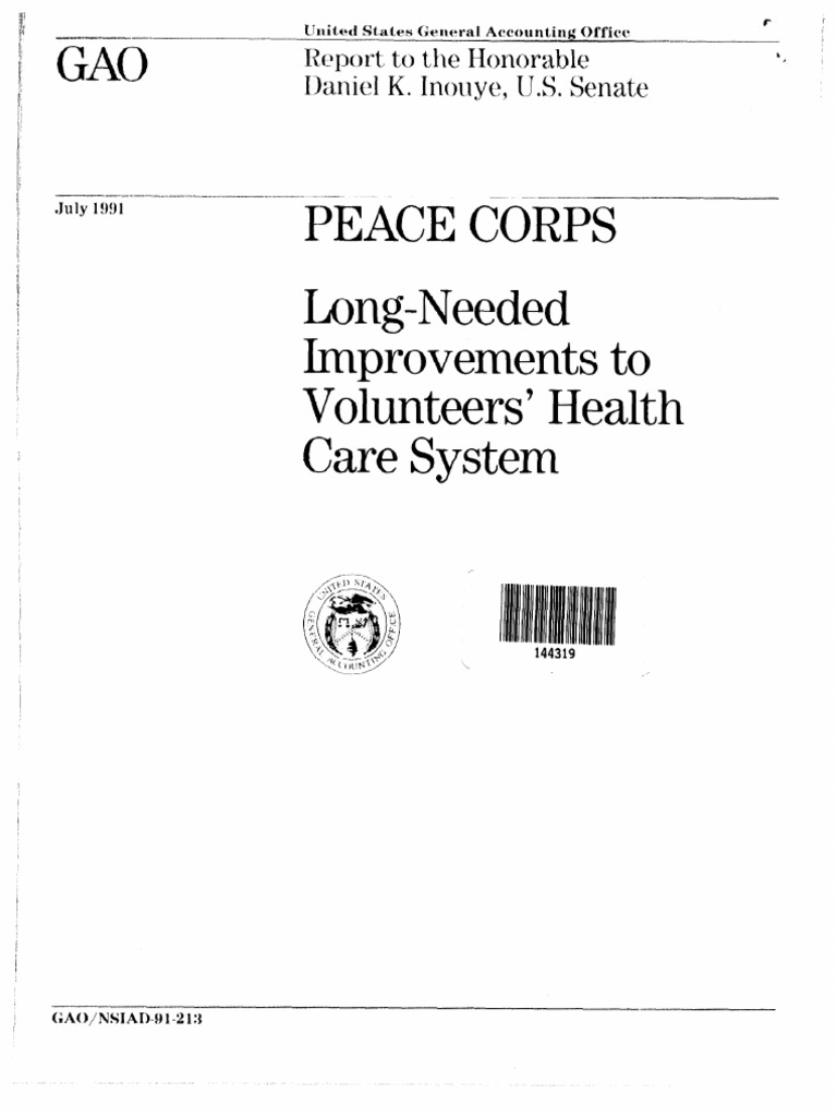 Peace Co Rps Long-Needed Improvements To Volunteers' He Care System ...