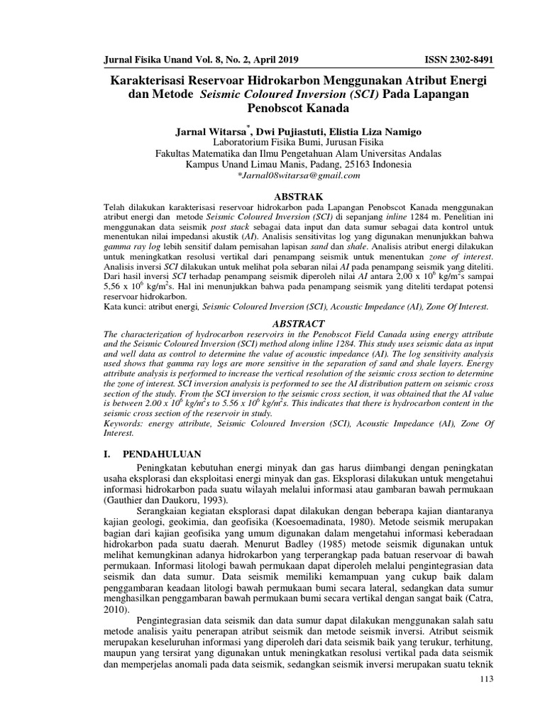 Karakterisasi Reservoar Hidrokarbon Menggunakan Atribut Energi Dan Metode Seismic Coloured ...