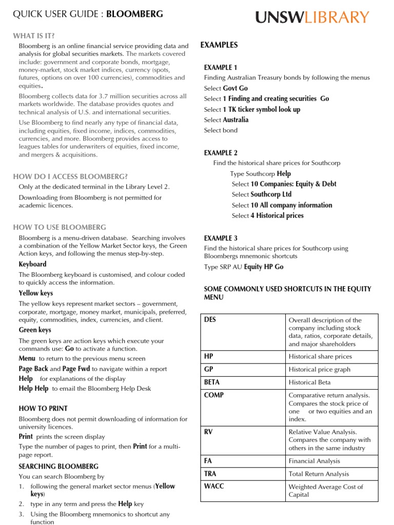 Bloomberg Guide | PDF | Bloomberg L.P. | Stocks