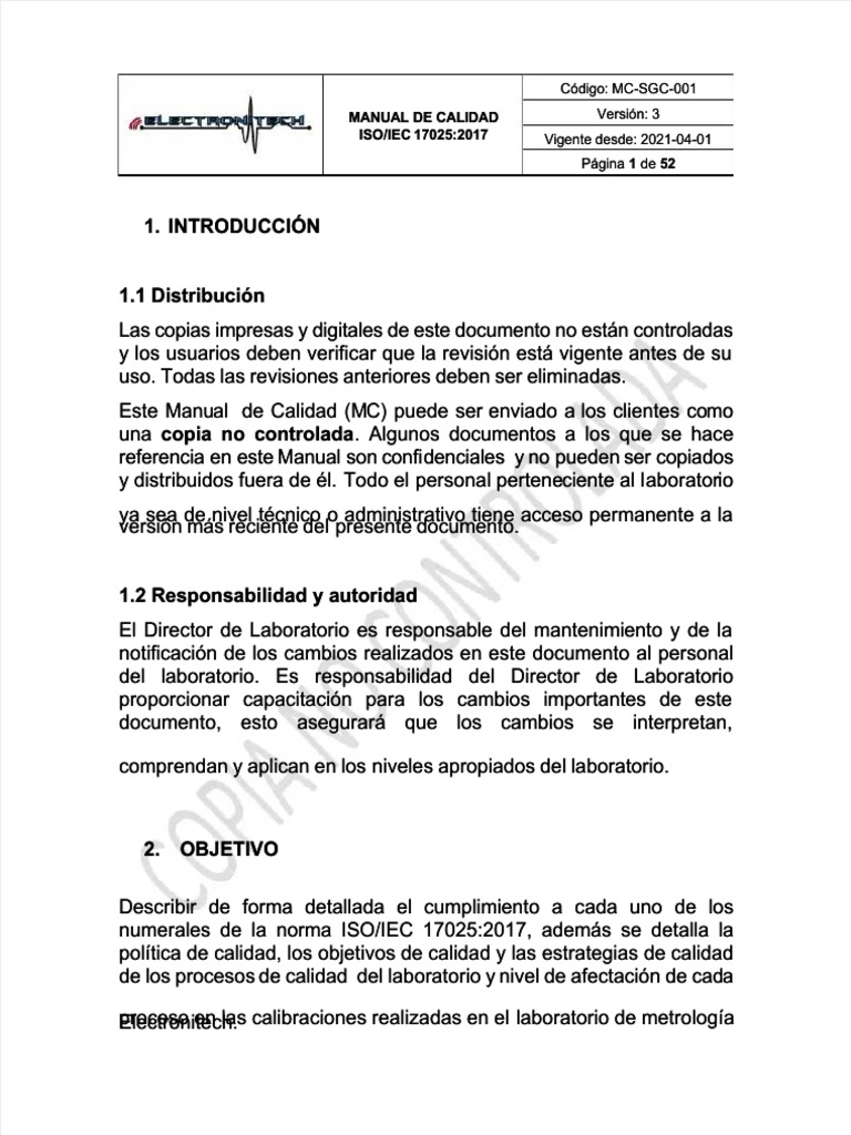 PDF Manual de Calidad Iso Iec 17025 2017 Compress | PDF