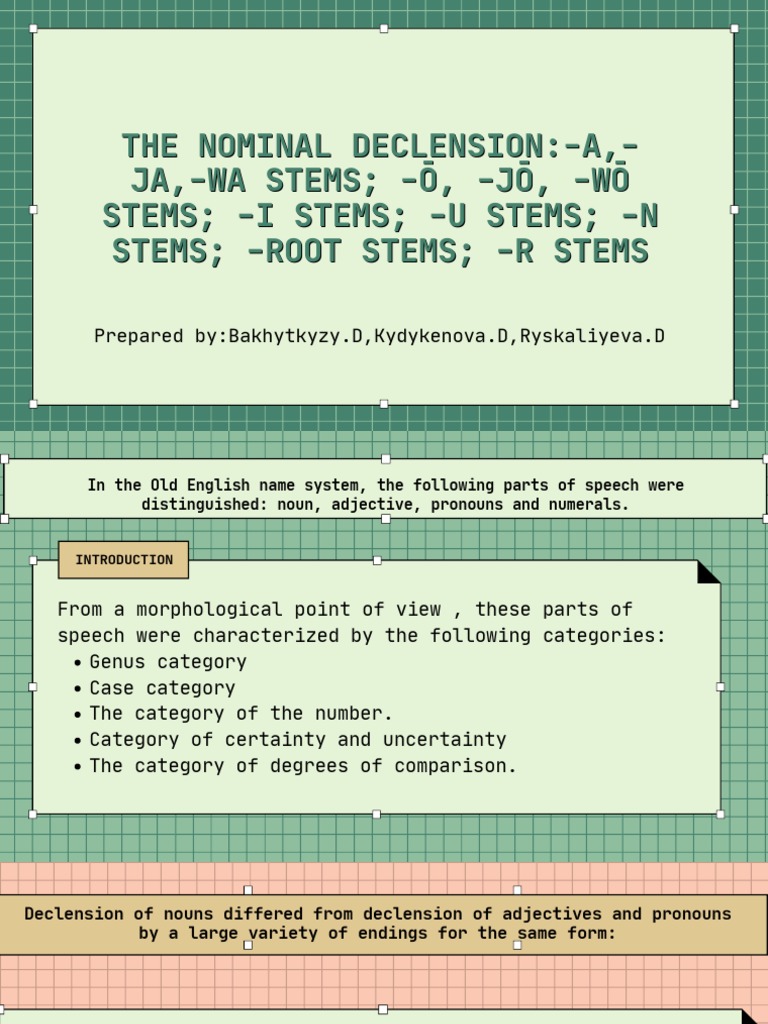 Old English Noun Declension Overview | PDF | Grammatical Number ...
