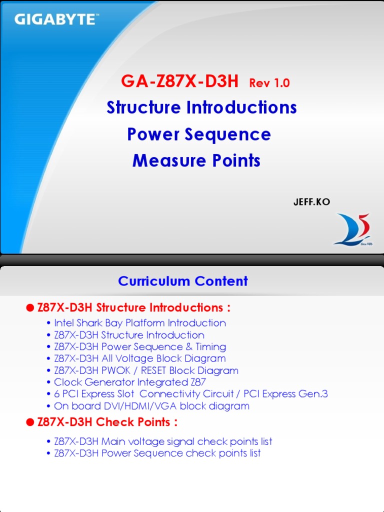 Gigabyte Ga-Z87x-D3h Rev 1.0 - Structure Introductions Power Sequence ...