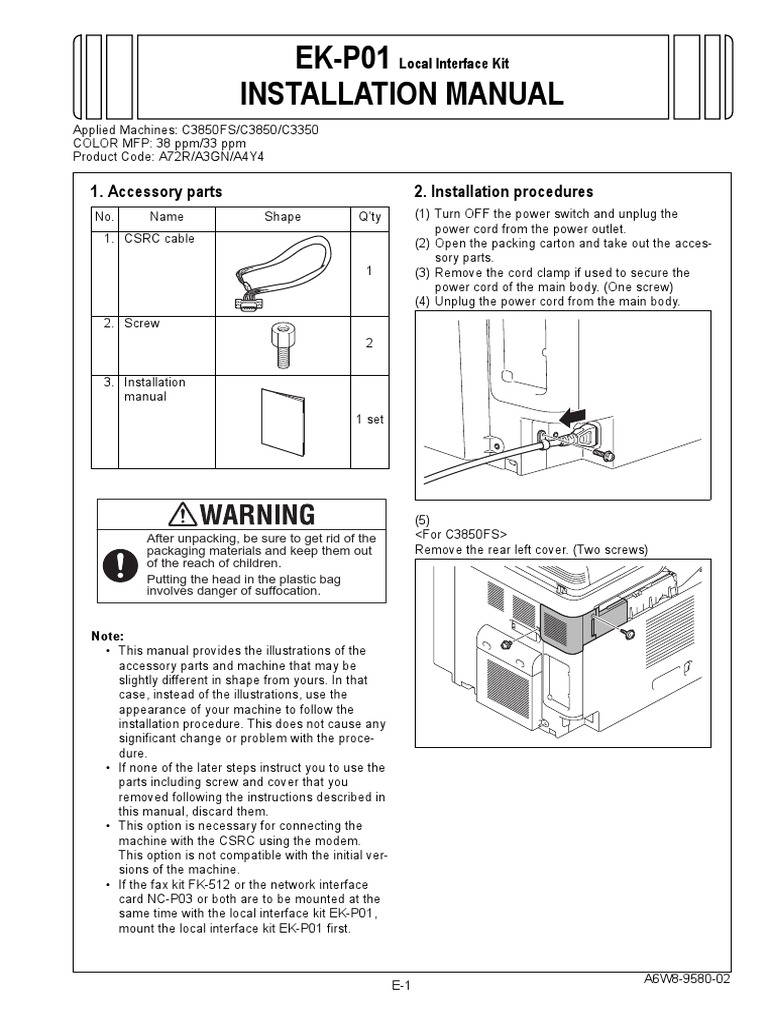 A6W8 9580 02E - EK P01 - Install | PDF | Electrical Connector | Modem