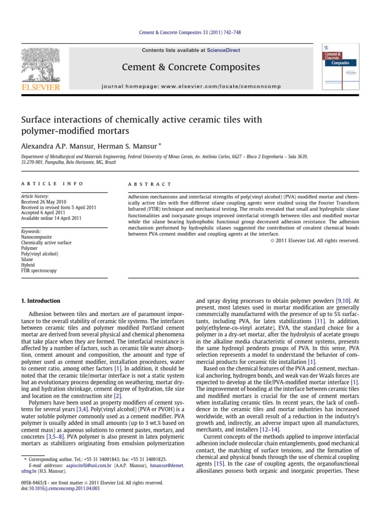 Ceramic Tile Surface Interaction Study | PDF | Adhesion | Concrete