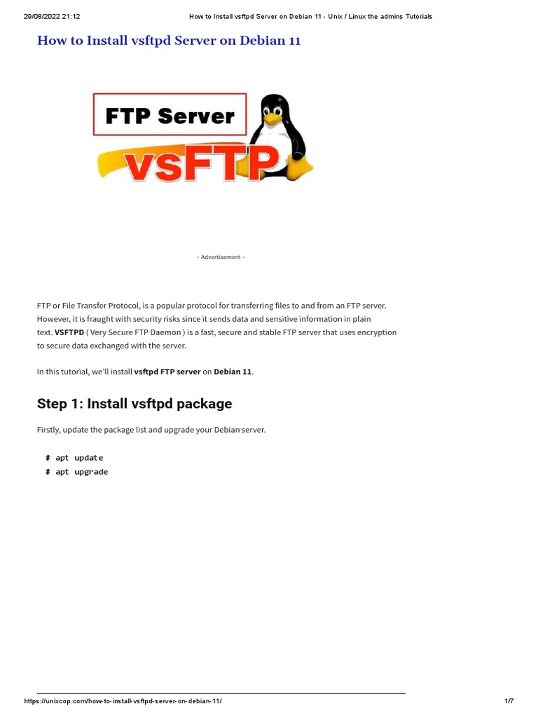 How To Install Vsftpd Server On Debian 11 Unix Linux The Admins Tutorials Pdf File 8649