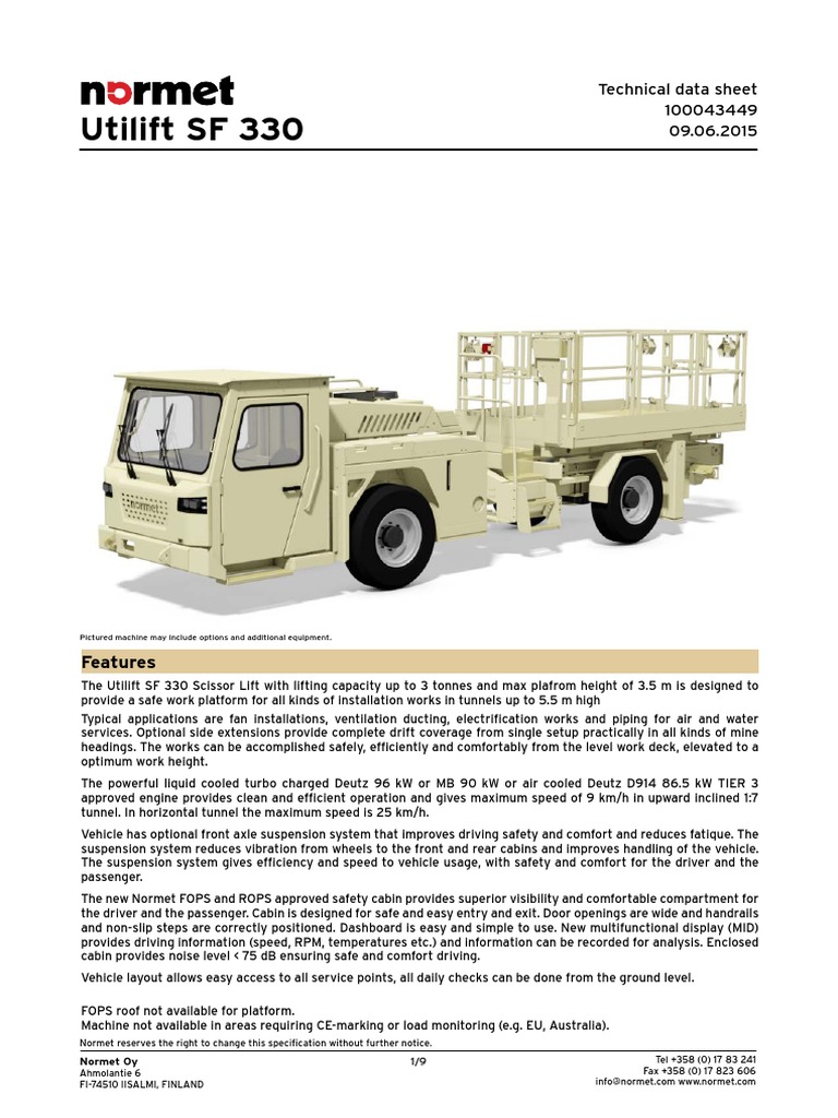 Utilift SF 330 100043449 | PDF | Truck | Brake