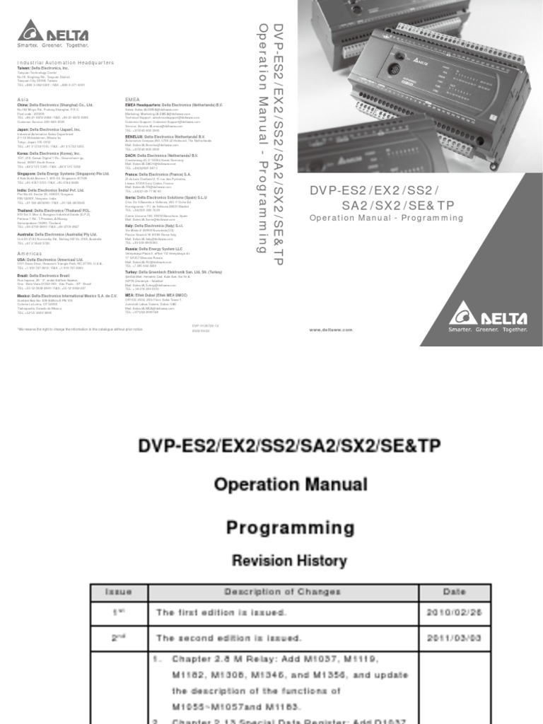 Delta Ia PLC DVP Es2 Ex2 Ss2 Sa2 Sx2 Se TP PM en 20220412 | PDF | Programmable Logic Controller ...