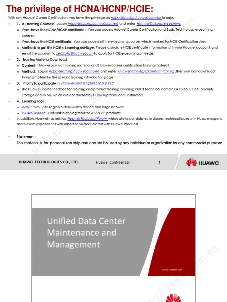 HCIE-DC V1.0 Training Material 4 Cloud Data Center Unified Management ...