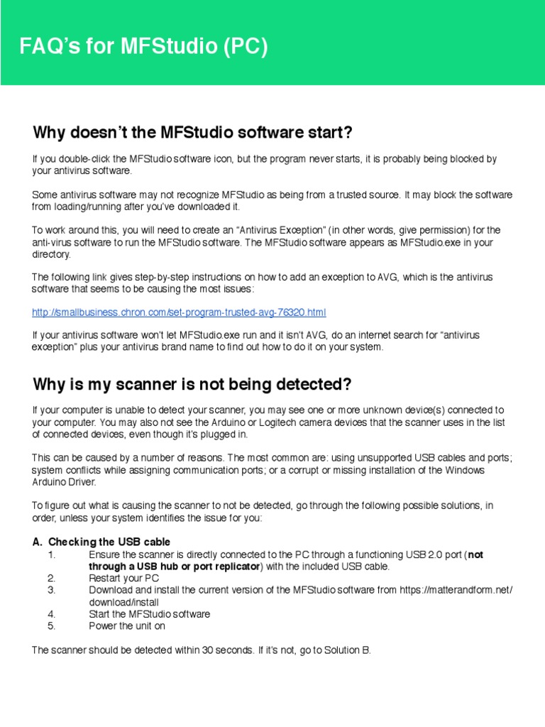 Matter-and-Form 3D-Scanner FAQs PC | PDF | Antivirus Software | Device Driver