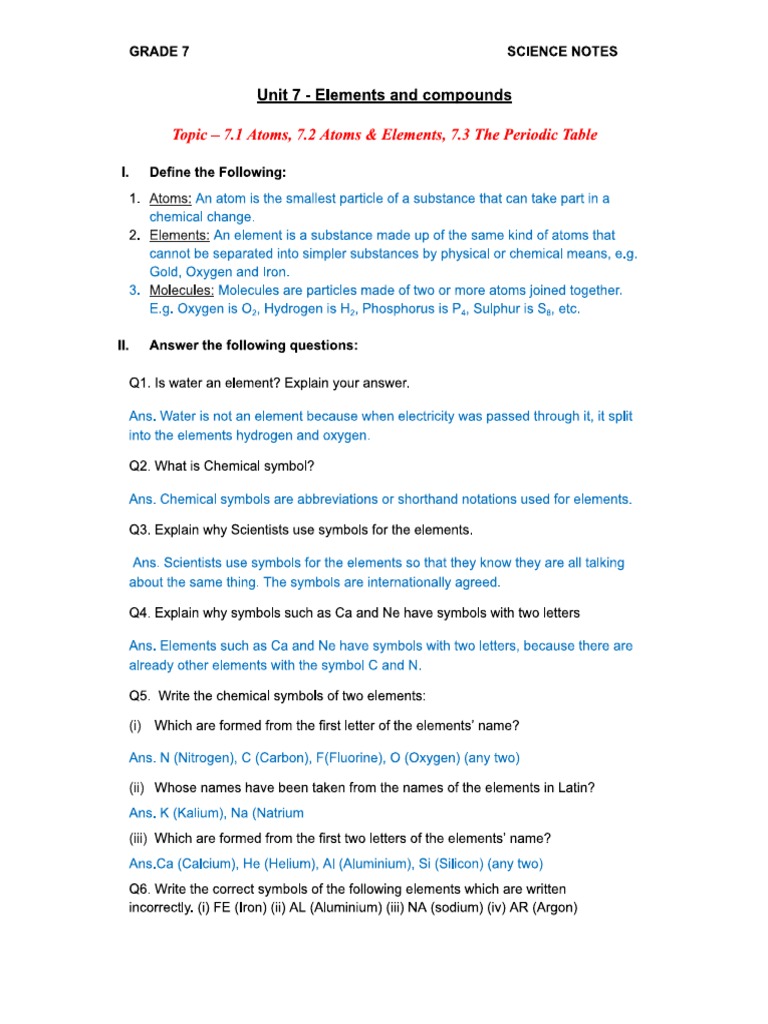 Grade 7 Notes-Unit 7 | PDF