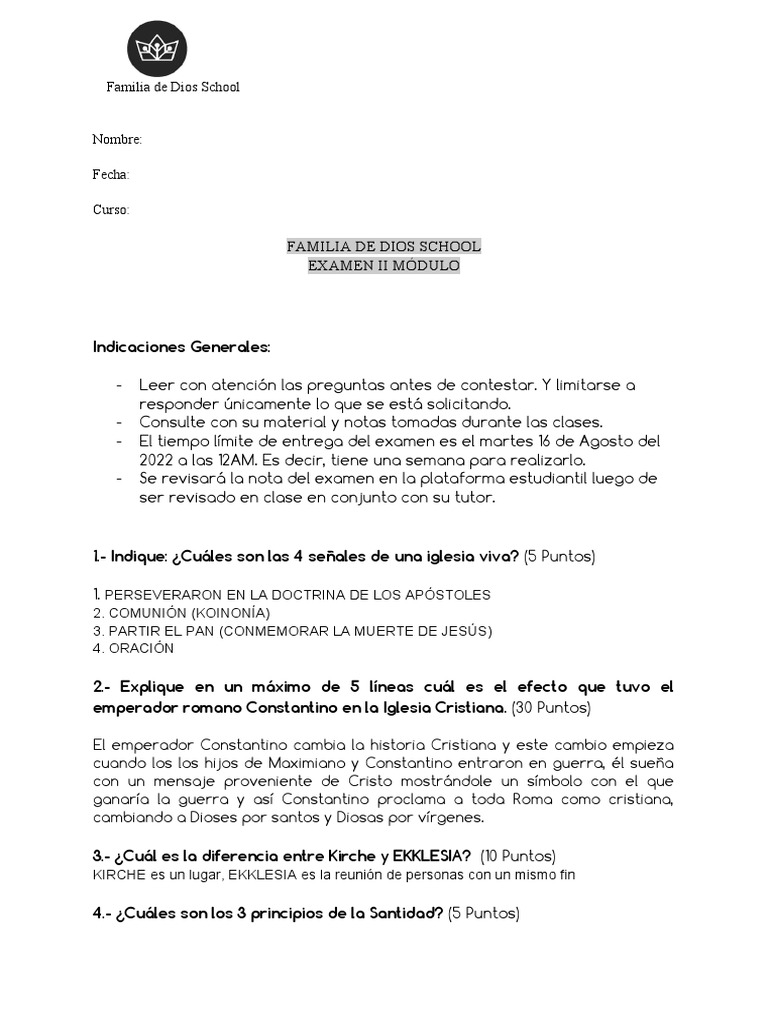 Examen 2do Módulo - A1 - Fds | PDF | Jesús | Cordero de Dios