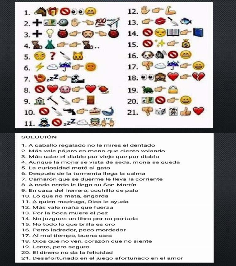 ADIVINA EL REFRÁN CON EMOJI | PDF