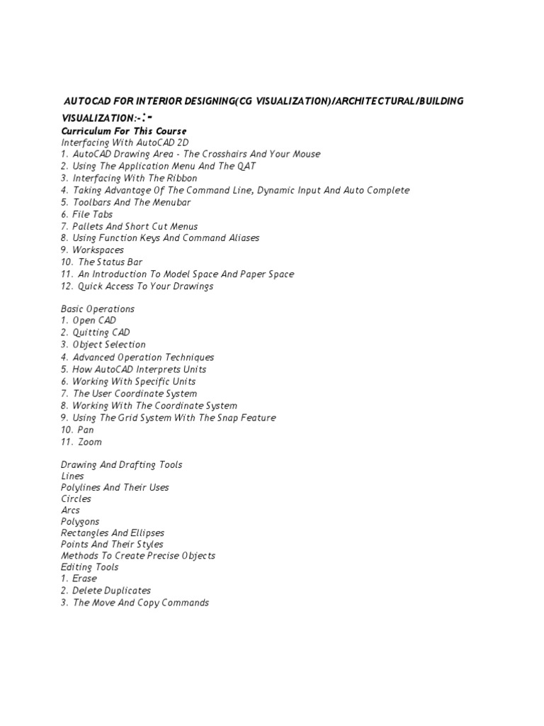 1.AUTOCAD (2D and 3D) (Sample Syllabus) | PDF | 2 D Computer Graphics ...